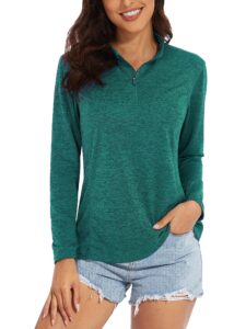 magcomsen womens shirts long sleeve athletic shirts for women sweatshirts for women running shirts uv protection shirts jade green m