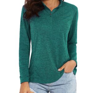 MAGCOMSEN Womens Shirts Long Sleeve Athletic Shirts for Women Sweatshirts for Women Running Shirts Uv Protection Shirts Jade Green M