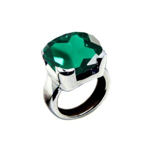 55carat bezel setting bold ring sterling silver created emerald cushion shape green color wedding engagement daily wear ring jewelry bezel setting in size 8 casual wear for gift