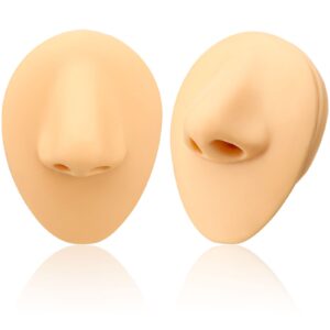 2 pcs silicone nose model, soft flexible model body part displays, realistic fake nose, piercing practice body parts, human body model for jewelry display, practicing suture, mannequin teaching tool