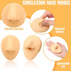 2 Pcs Silicone Nose Model, Soft Flexible Model Body Part Displays, Realistic Fake Nose, Piercing Practice Body Parts, Human Body Model for Jewelry Display, Practicing Suture, Mannequin Teaching Tool