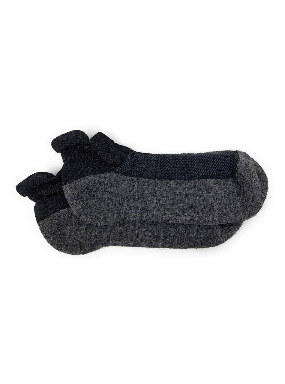 Warrior Alpaca Socks - Unisex High Performance Cross Trainer Athletic Socks (Large, Black/Grey Ankle)