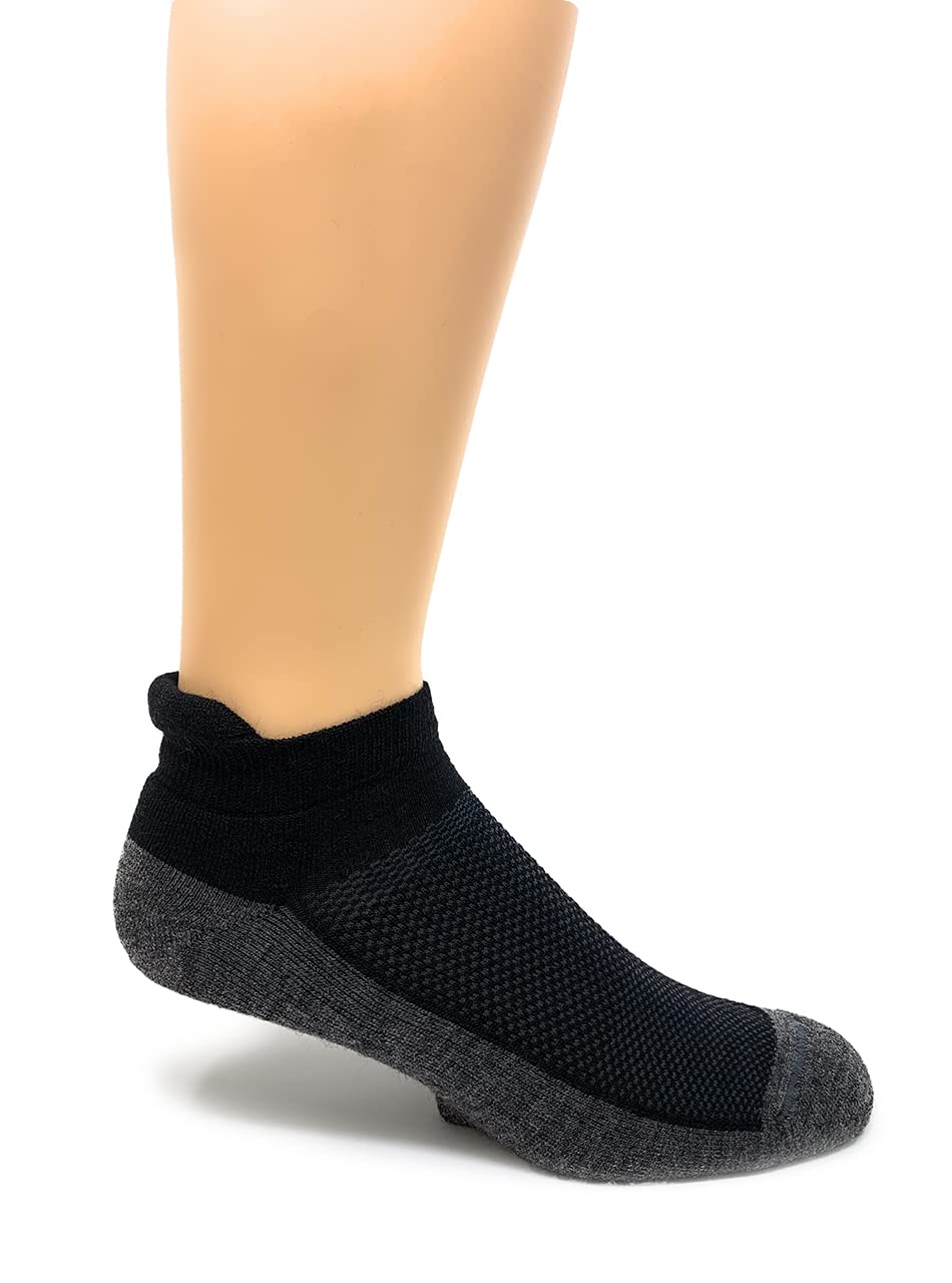 Warrior Alpaca Socks - Unisex High Performance Cross Trainer Athletic Socks (Large, Black/Grey Ankle)