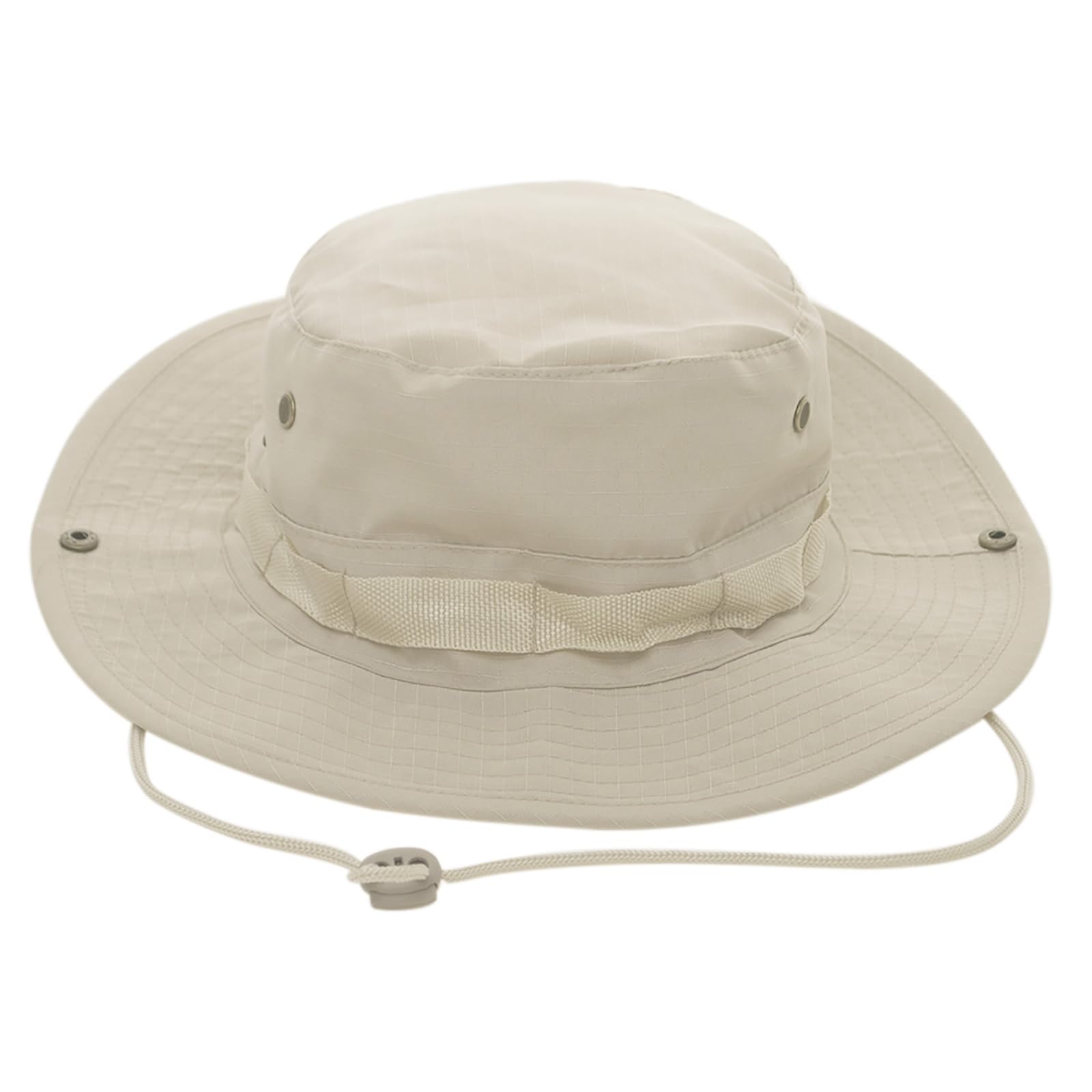 TopTie Wide Brim Bucket Boonie Hat Summer Outdoor Double-Sided Fishing Sun Cap with Chin Strap-Beige