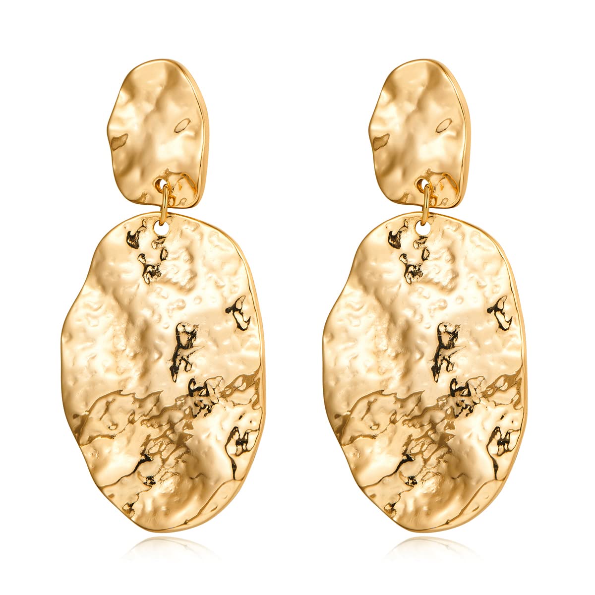 NEPULOY Gold Women Drop Dangle Earrings Hammered Statement Earrings