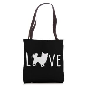 long haired chihuahua - love cute pet dog mom dad tote bag