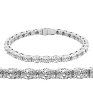 friendly diamonds 5 carat igi certified lab grown diamond bracelet line 7" | 14k in white gold | aldea oval lab diamond tennis bracelet | prong settings | fg-vs1-vs2 quality