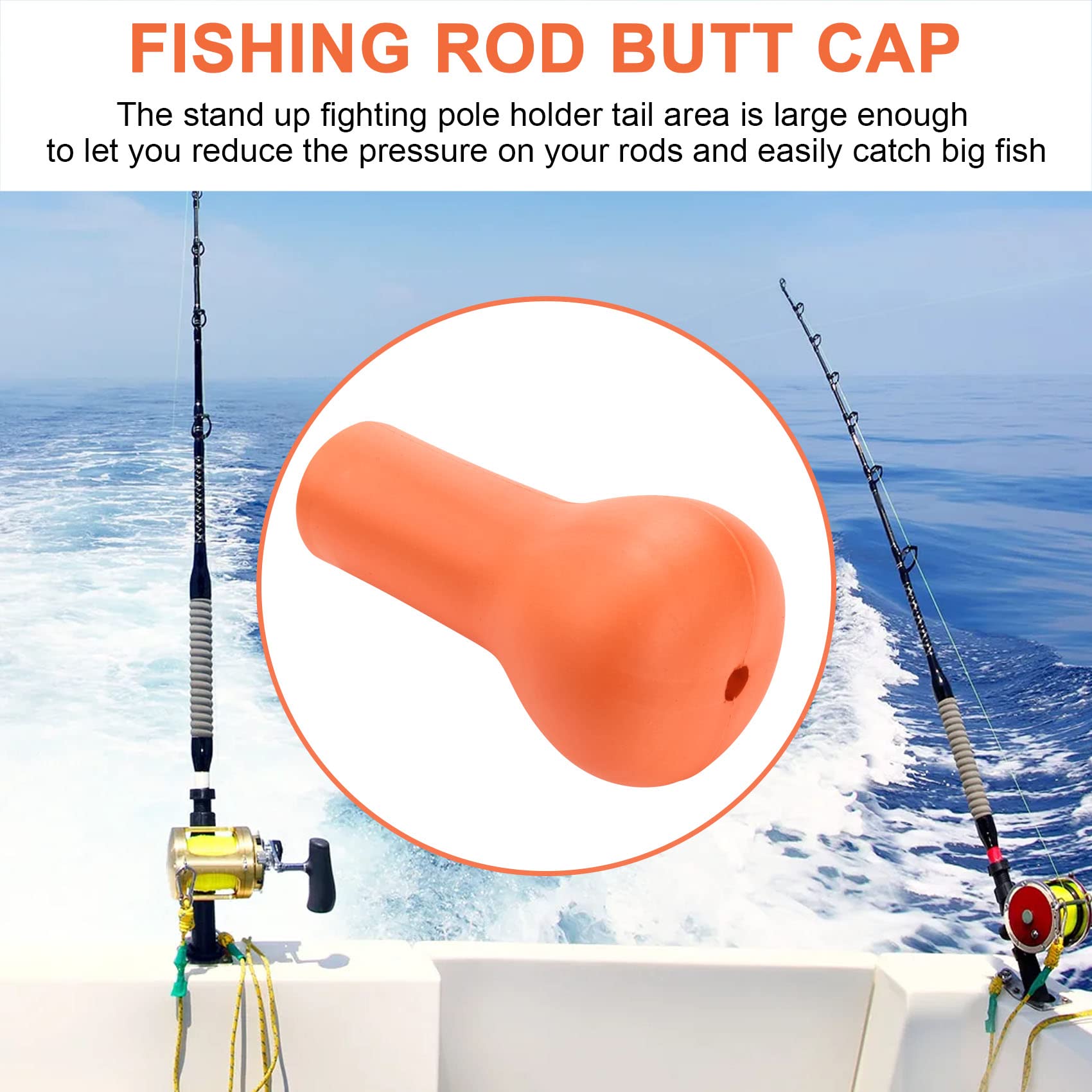 Pteanecay Rod Butt Cushion Fishing Cap,Floating Eva Foam Fishing Rod Cover for Large Fishing Rods (Orange)