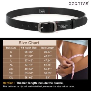 XZQTIVE 2 Pack Women Plus Size Leather Belts Fashion Cowhide Waist Belt with Solid Pin Buckle for Jeans Pants Dress