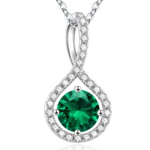 ursilver emerald necklace for women - s925 sterling silver birthstone necklace 2ct emerald necklace may birthday gifts may birthstone necklace may birthstone jewelry mothers day gifts for women