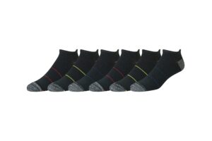 amazon essentials men's performance zone cushion athletic tab socks, 6 pairs, black, 12-14