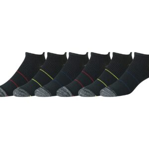 Amazon Essentials Men's Performance Zone Cushion Athletic Tab Socks, 6 Pairs, Black, 12-14