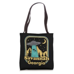 savannah georgia ufo alien hunter 80s state pride tote bag