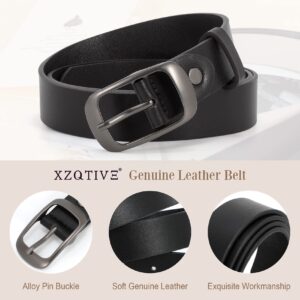 XZQTIVE 2 Pack Women Plus Size Leather Belts Fashion Cowhide Waist Belt with Solid Pin Buckle for Jeans Pants Dress