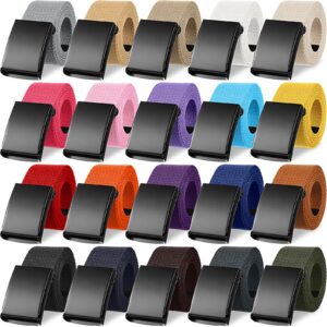 yahenda 20 pcs web belt for men women belt adjustable canvas belt buckle cut to fit golf belt strap belt casual web belt with flip top military buckle, 20 colors