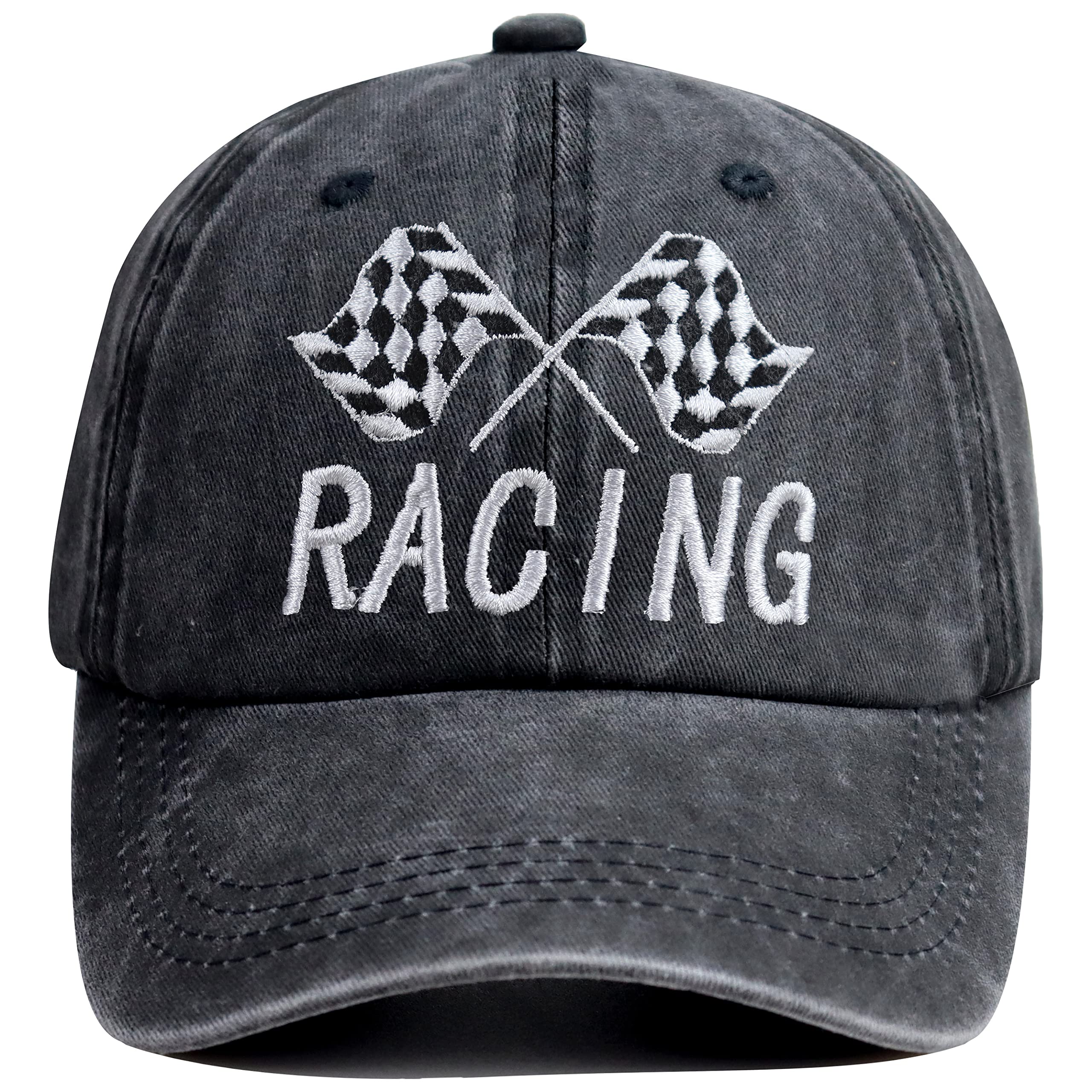 Checkered Flags Race Car Hat for Men Women, Embroidered Adjustable Racing Flag Baseball Cap Gifts, Racing Car Enthusiast, Birthday Race Car Party Supplies, Sport Events