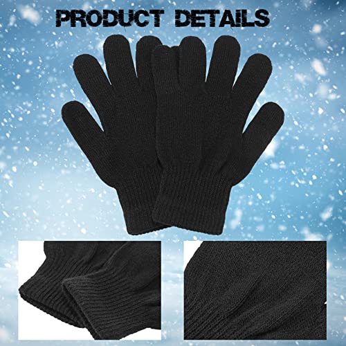 Seematn 50 Pairs Bulk Winter Magic Gloves, Knitted Winter Warm Gloves, Thick Knit Gloves for Adult Men Women Homeless Unisex (Black)