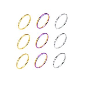 9pcs 2mm stainless steel toe rings set for women minimalist stackable toe ring plain thin band toe rings beach foot jewelry stainless steel silver