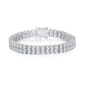 gemsme double row tennis bracelet for women men 18k white gold plated classic hypoallergenic sparkling 3.0mm cubic zirconia bracelets 7.5 inch