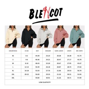 BLENCOT Women Half Zip Oversized Sweatshirts Long Sleeve Solid Color Drop Shoulder Fleece Workout Pullover Gray L