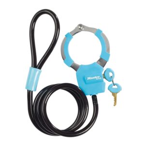 master lock 8275eurdproblu cable bike lock with cuff 1 meter 8275eurdproblu-best used for scooter, troller, strolers, sport equipments, blue, one size