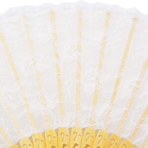 Womens Multi Color Handmade Cotton Lace Folding Hand Fan (Black-A) (White)