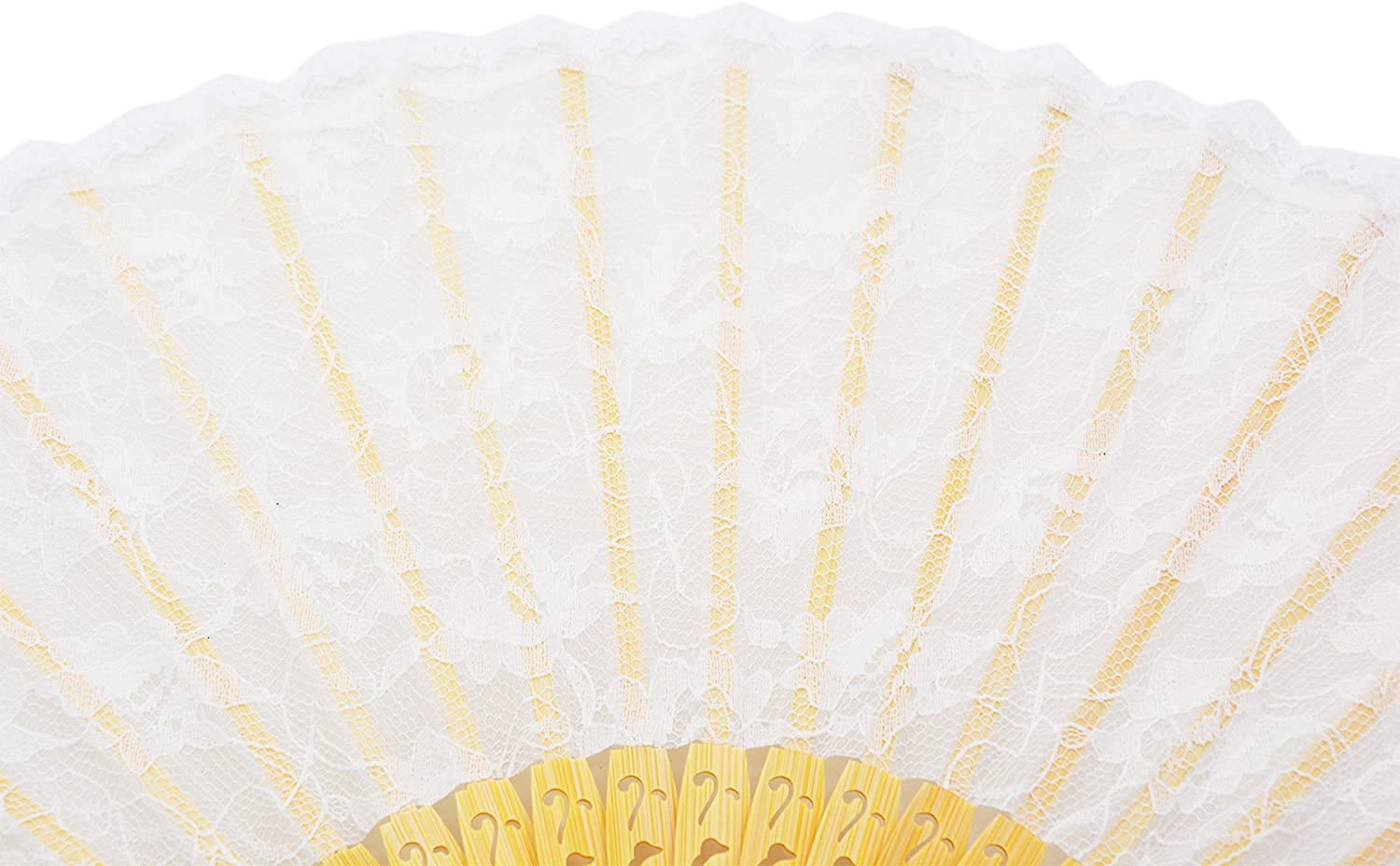 Womens Multi Color Handmade Cotton Lace Folding Hand Fan (Black-A) (White)