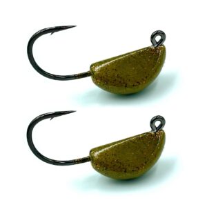 sheepshead jig, 2 pack, standup style jig, saltwater fishing jig, ultra tough powder coat finish with 2x hook, 1/2-2oz sizes, multiple colors, made in the usa (.5oz, green pumpkin)