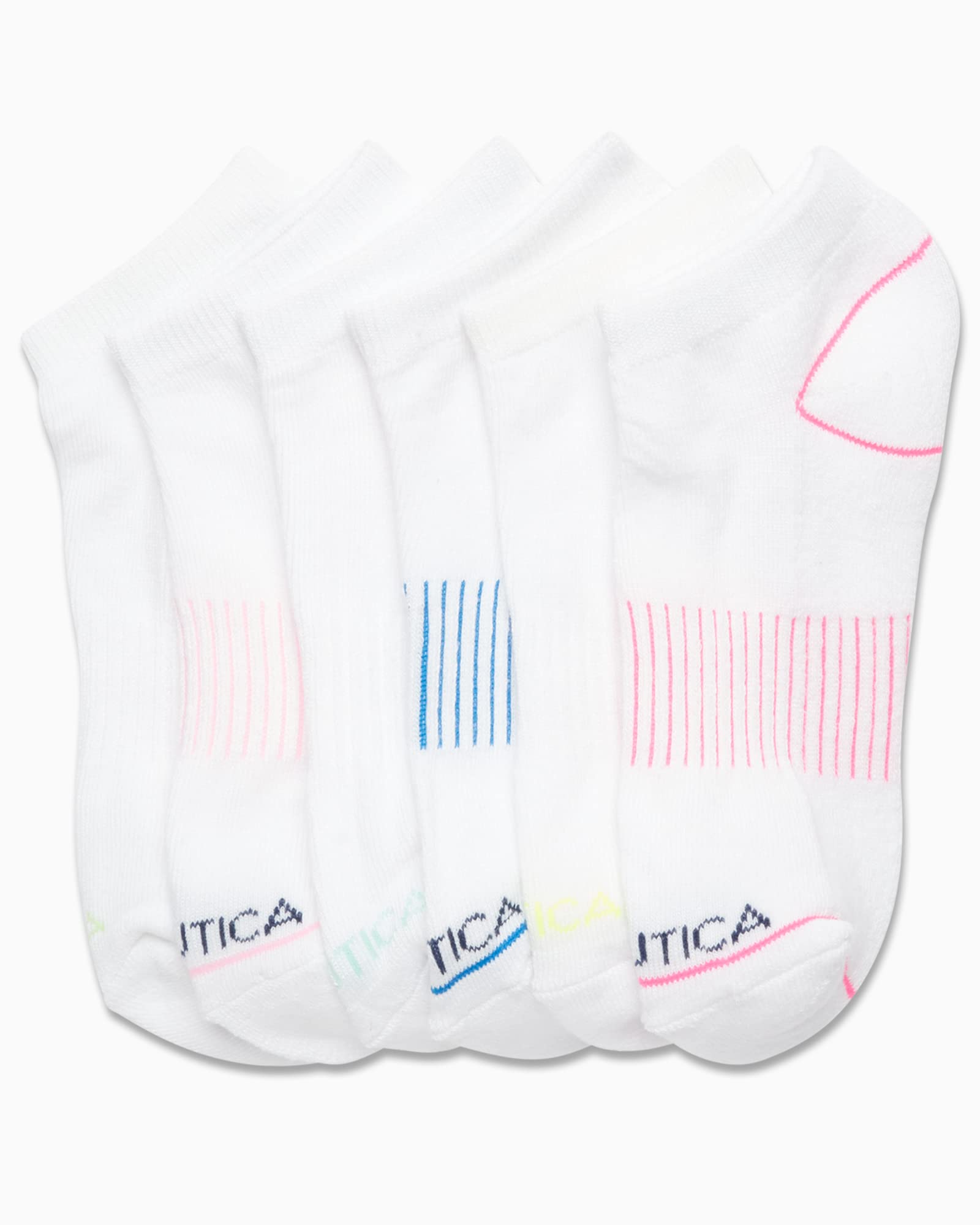 Nautica Women's Socks - Athletic Cushion Low Cut Socks (6 Pack), Size 4-10, Bright Assortment