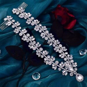 azaleas Bridal Crystal Rhinestone Headband for Women, Hair Comb with Headdress Chain and Head Jewelry Hair Pieces