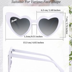 Dunzy 7 Pairs Bachelorette Sunglasses Retro Heart Bride Sunglasses Vintage Wedding Sunglasses for Bridesmaid Bridal Party (White, Black, Grey)