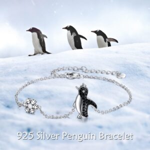 YAFEINI Penguin Bracelet 925 Sterling Silver Penguin Snowflake Bracelet Penguin Jewelry for Women Penguin Lover Gifts