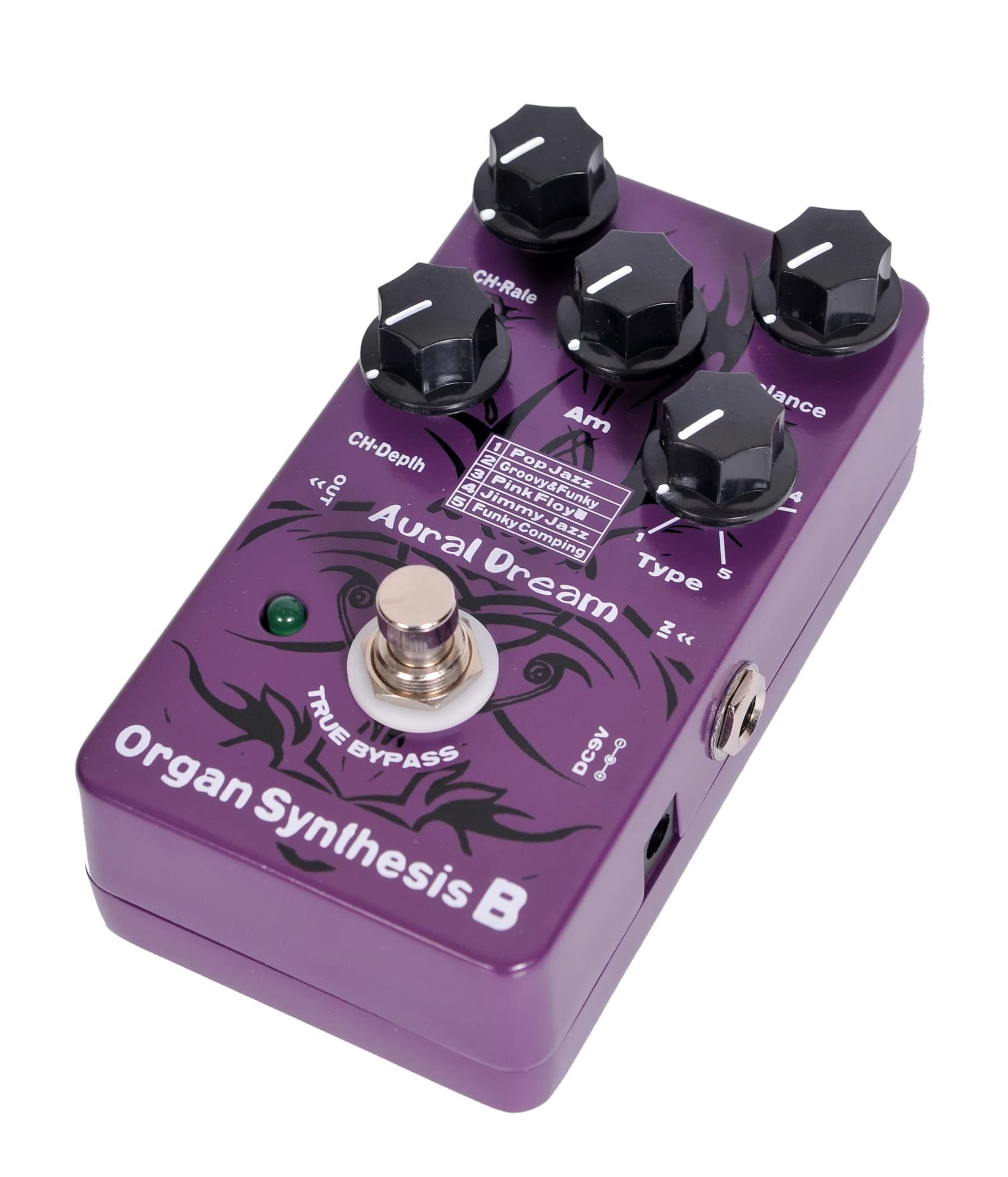 Aural Dream Organ Synthesis B Guitar Effect Pedal includes POP Jazz,Groovy&Funky,Jimmy Jazz and Funky Comping effects with Rotary Horn,Percussion and Chorus Modules,True bypass.