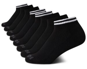 and1 boys' socks - athletic cushion quarter cut socks (8 pack), size small-medium, solid black