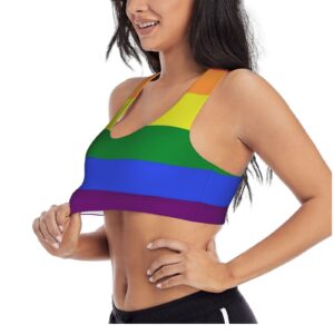 Women's Comfort LGBT Pride Rainbow Flag Fit Yoga Bras Athletic Tank for Training Exercise Sports Bra for Workout, Fitness