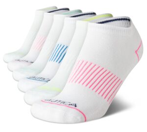 nautica women's socks - athletic cushion low cut socks (6 pack), size 4-10, bright assortment