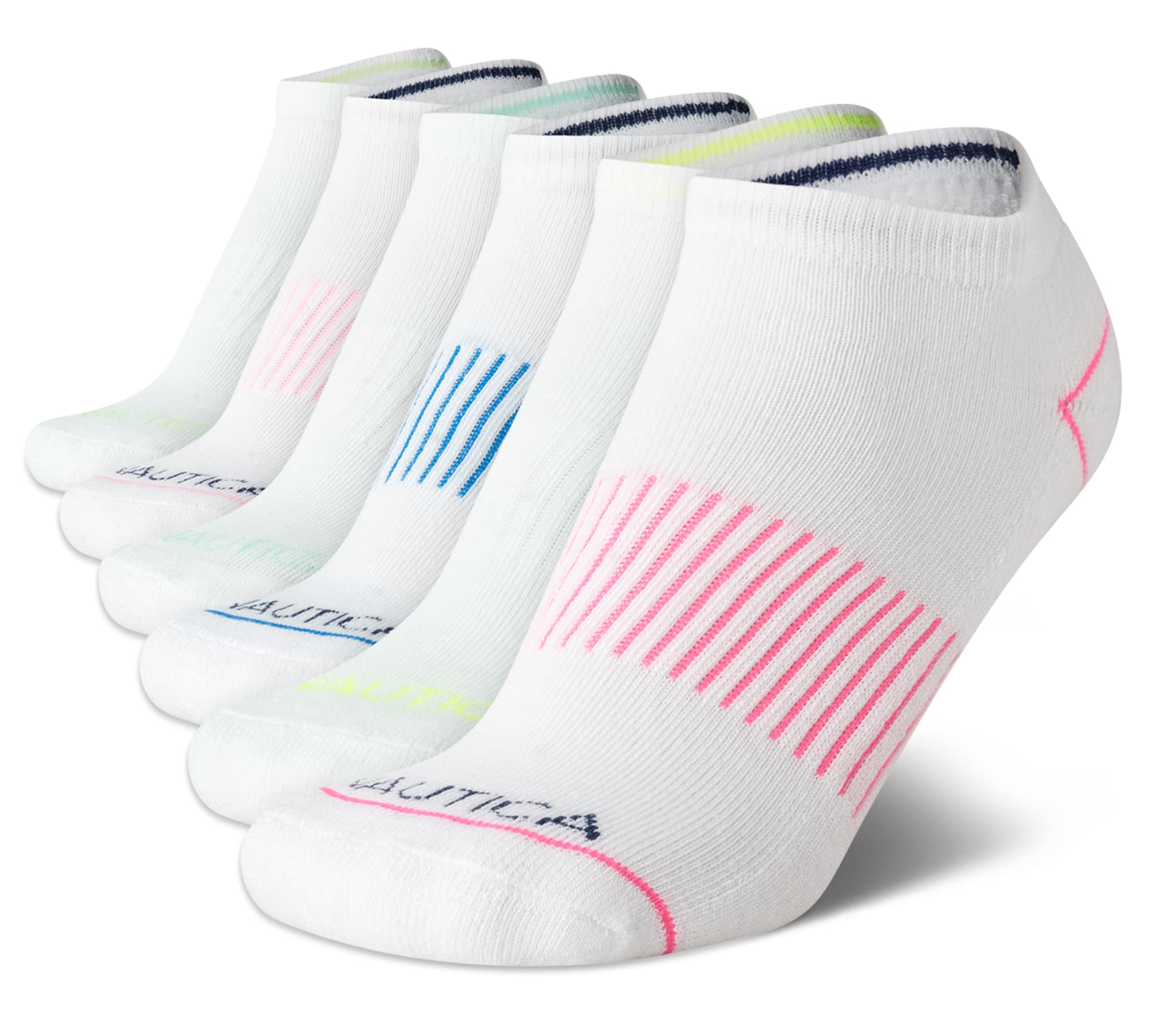 Nautica Women's Socks - Athletic Cushion Low Cut Socks (6 Pack), Size 4-10, Bright Assortment