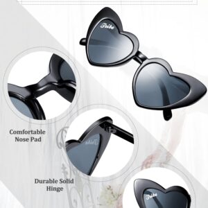 Dunzy 7 Pairs Bachelorette Sunglasses Retro Heart Bride Sunglasses Vintage Wedding Sunglasses for Bridesmaid Bridal Party (White, Black, Grey)