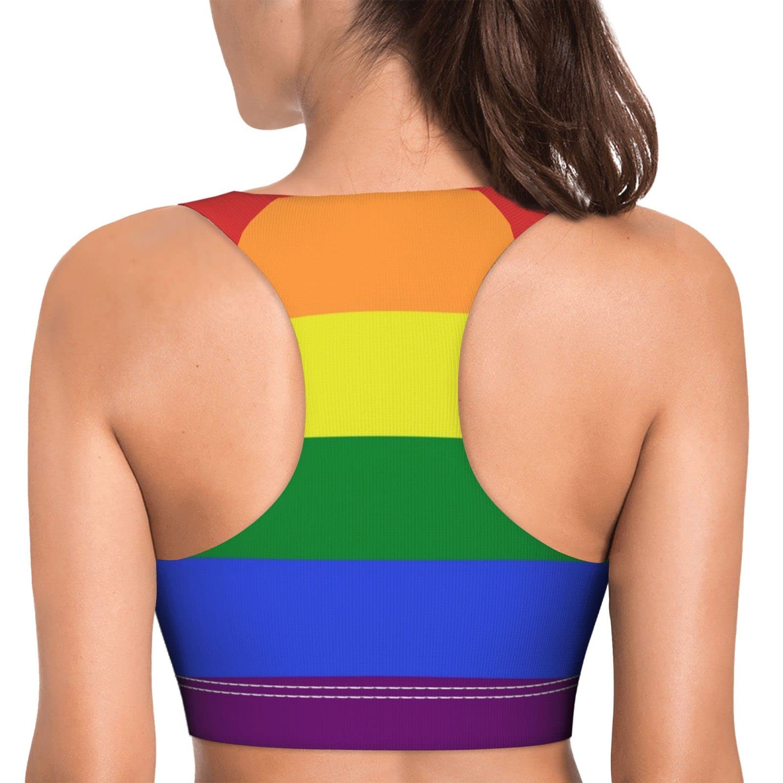 Women's Comfort LGBT Pride Rainbow Flag Fit Yoga Bras Athletic Tank for Training Exercise Sports Bra for Workout, Fitness