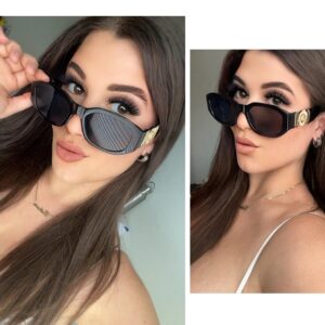 FEISEDY Retro Trendy Rectangle Sunglasses Women Men Vintage 90s Small Narrow Square Sunglasses B2322