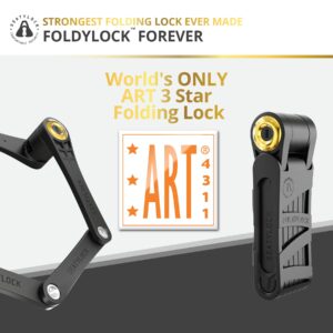 FoldyLock Forever Folding Bike Lock - Patented Sleek High Security Sold Secure Gold Bicycle Lock - Heavy Duty Anti Theft Smart Guard with Keys - 90cm