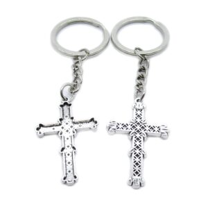 100 pieces keychain keyring door car key chain ring tag charms supplies ww3a8y latin cross