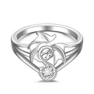 dragon ring for women sterling silver 925 cool dragon crystal rings jewelry viking gothic halloween christmas gifts size 7