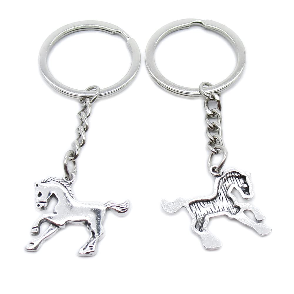 100 Pieces Keychain Keyring Door Car Key Chain Ring Tag Charms Supplies EE8Y7N Horse Pony