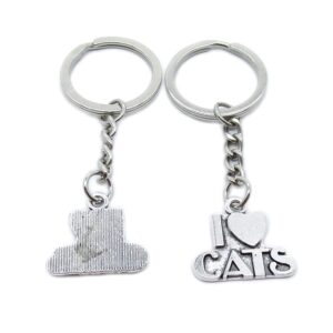 100 pieces keychain keyring door car key chain ring tag charms supplies xv8b8y love cats