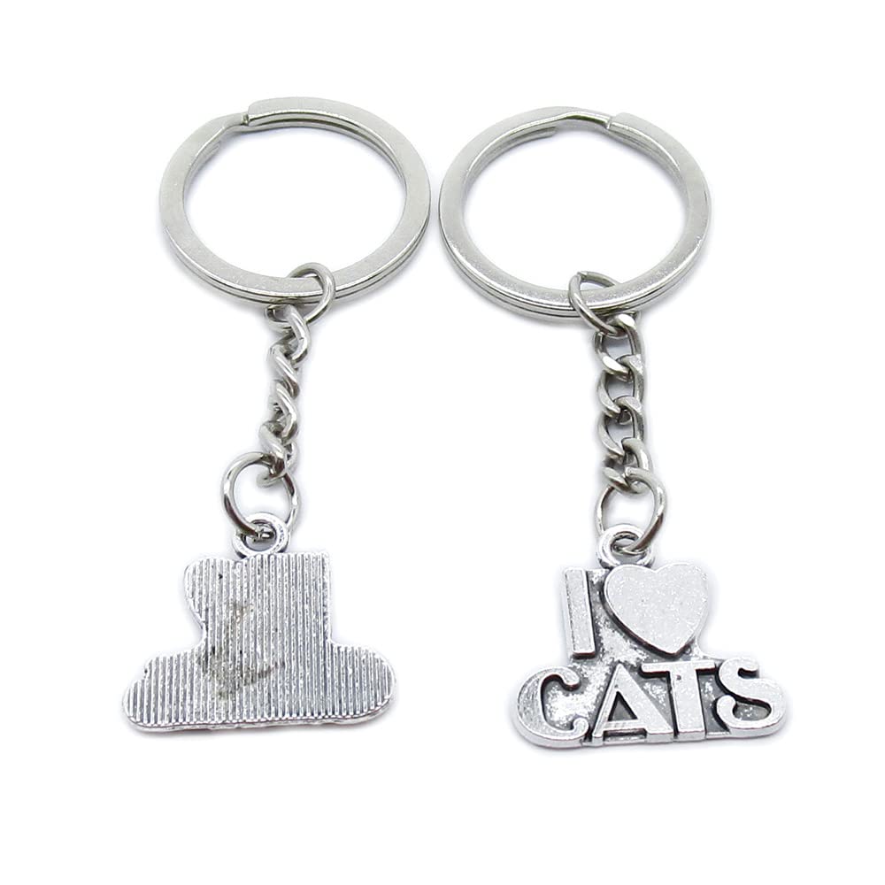 100 Pieces Keychain Keyring Door Car Key Chain Ring Tag Charms Supplies XV8B8Y Love Cats