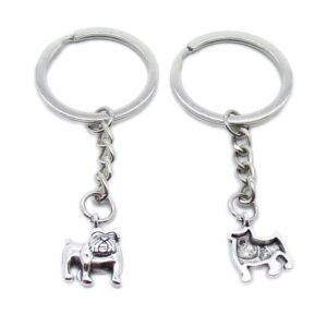 100 pieces keychain keyring door car key chain ring tag charms supplies ye2y2f pug dog english bulldog