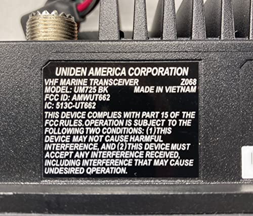 Uniden UM725BK Marine VHF Radio, All USA, Canada, and Int'l. Marine Channels, 1Watt/25Watt Transmit Power, Largest LCD Screen in Class, NOAA Weather Channels w/Alerts, Speaker Mic, IPX8 Waterproof.