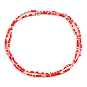 Beads Waist Chains for Women African Colorful Elastic Beaded Body Waist Belly Chain Set Summer Bikini Jewelry Stainless Steel Gold Anklet (Red, One Size)