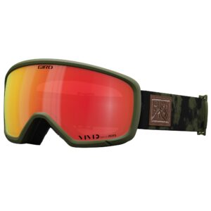 giro ringo ski goggles - snowboard goggles for men, women & youth - trail green cloud dust strap with vivid ember lens